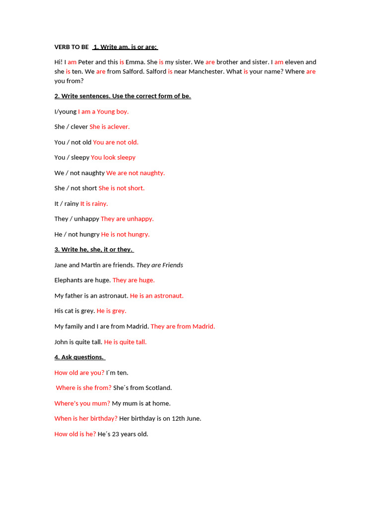 To Be and Have Got Exercises | PDF