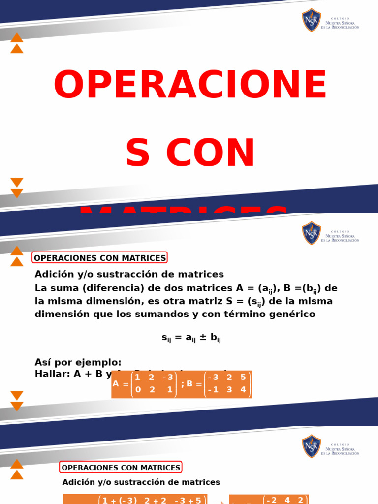 Operaciones Con Matrices | PDF | Matriz (Matemáticas) | Álgebra