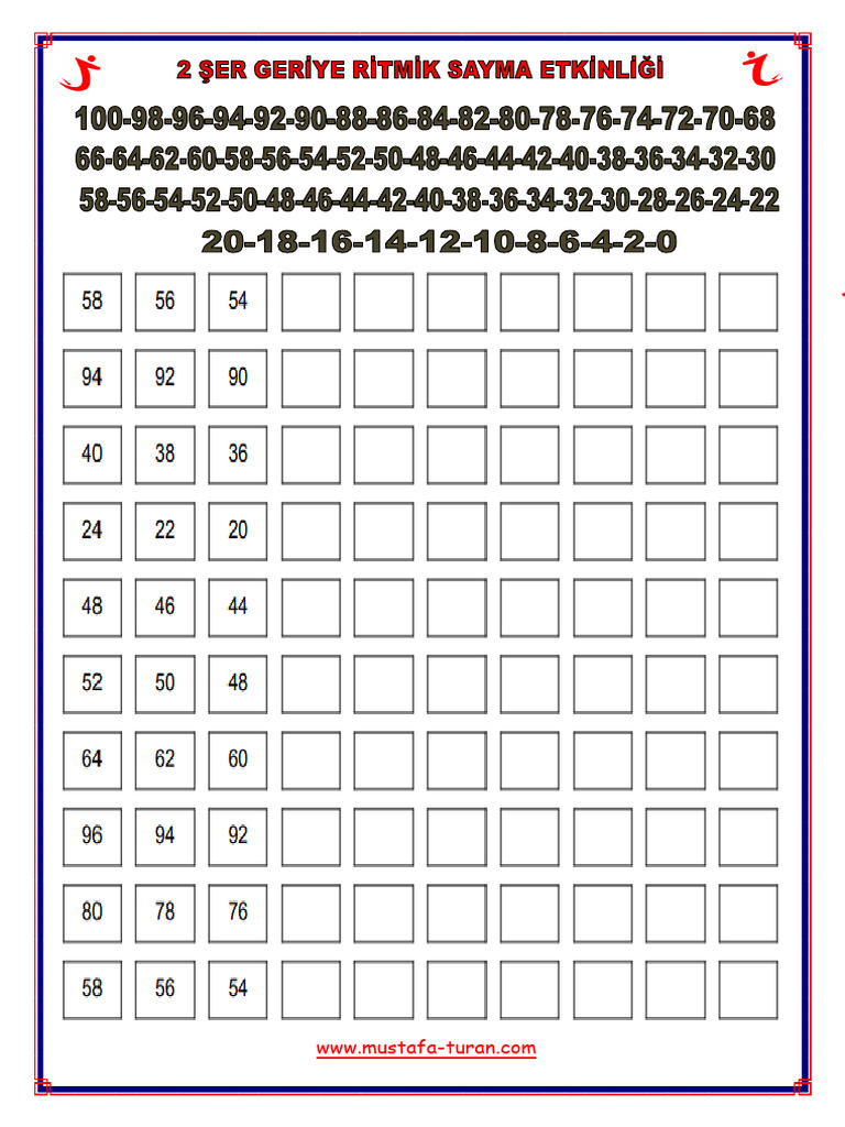 412 Ser Geriye Ritmik Sayma 8 | PDF