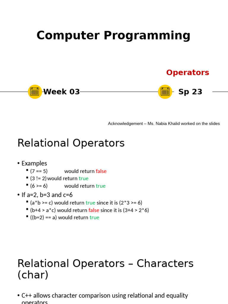 Lecture 3 Relational Operators | PDF | Mathematical Logic | Computer Programming