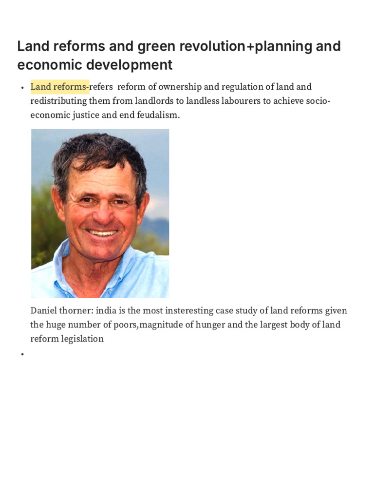 Land Reforms and Green Revolution in India | PDF | Land Reform | Peasant