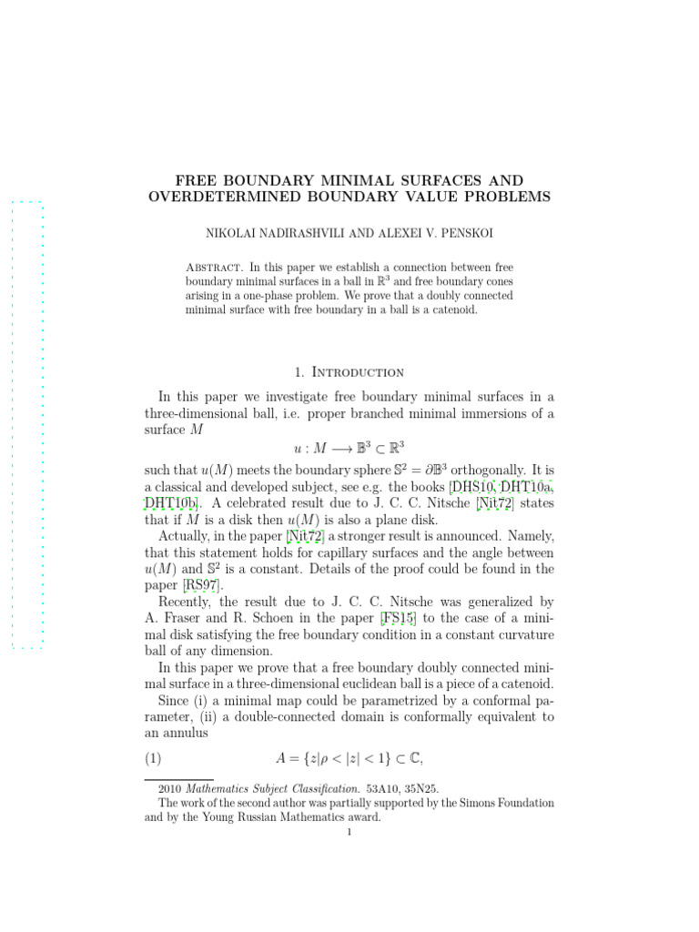 Catenoid Stability and Free Boundary Surfaces | PDF | Curvature ...