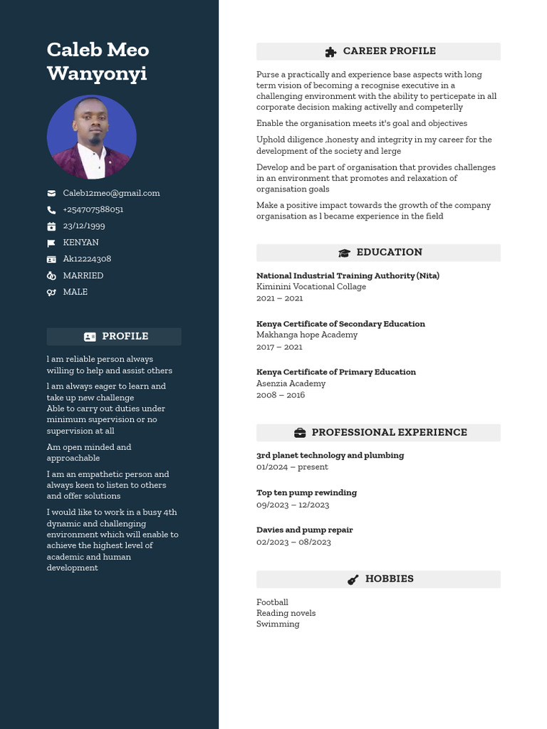 Caleb Meo Wanyonyi CV | PDF | Cognition