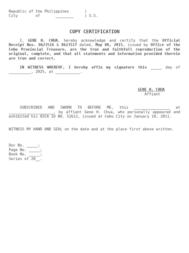 Copy Certification | PDF