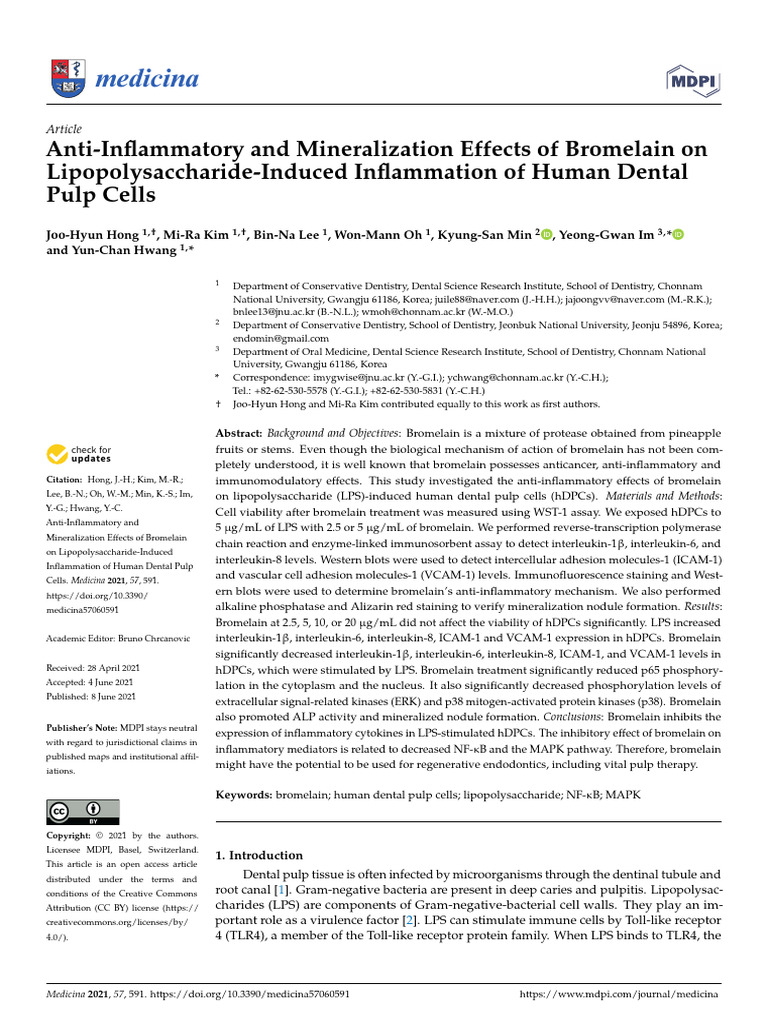 Anti-Inflammatory and Mineralization Effects of Bromelain On ...