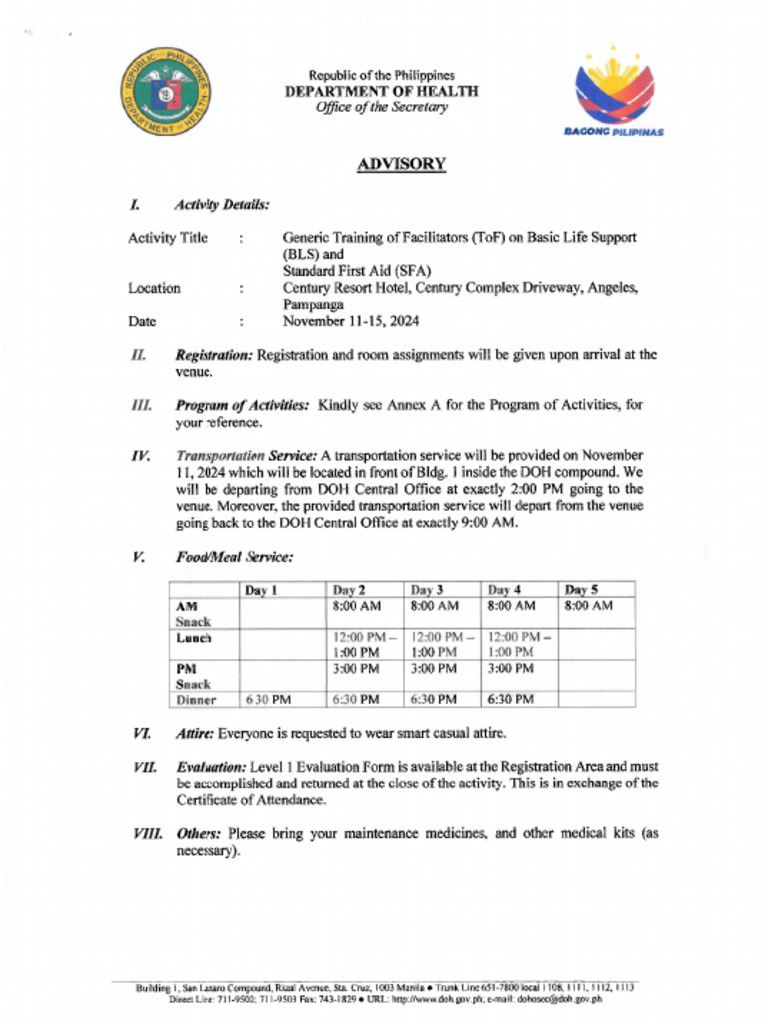 Advisory - Gen ToF BLS SFA | PDF