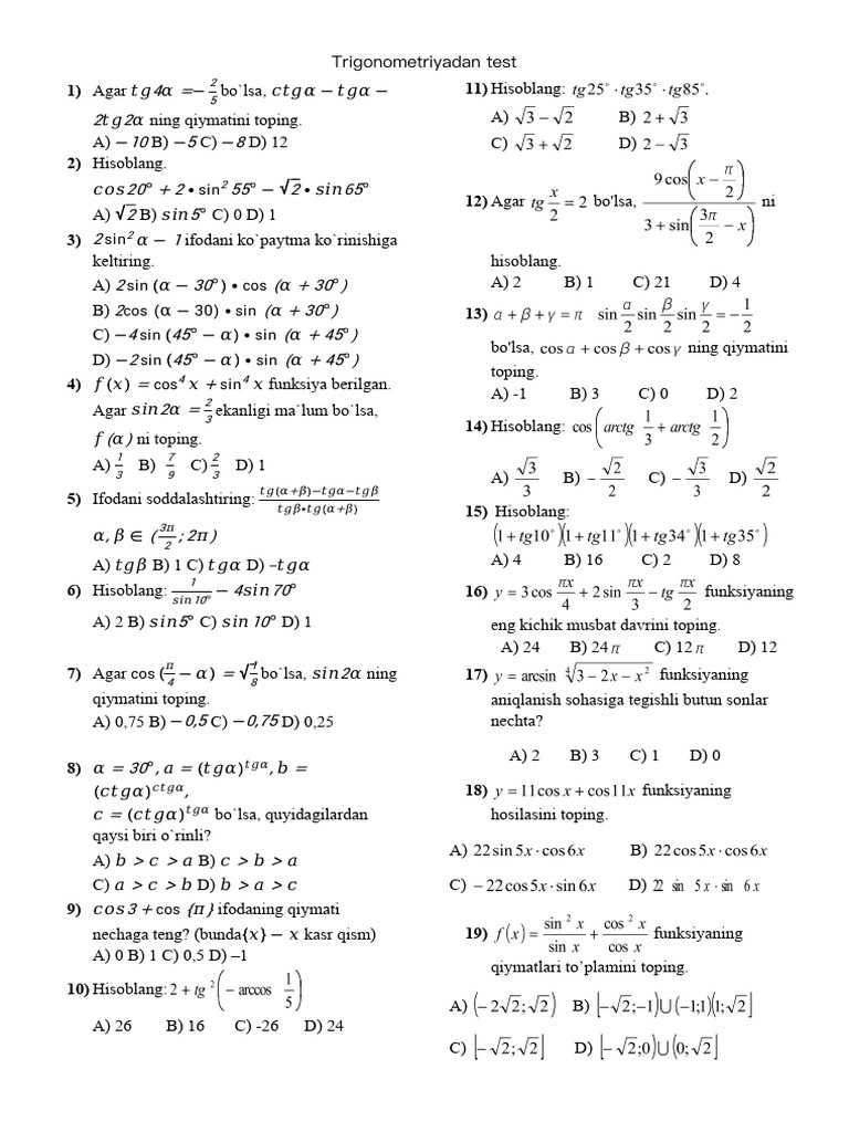Trigonometriya | PDF