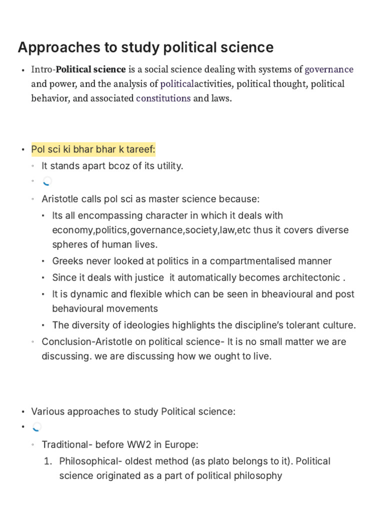 Approaches To Study Political Science | PDF | Empiricism | Science
