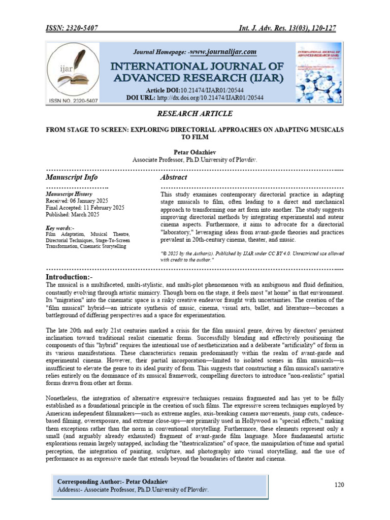 From Stage To Screen: Exploring Directorial Approaches On Adapting ...