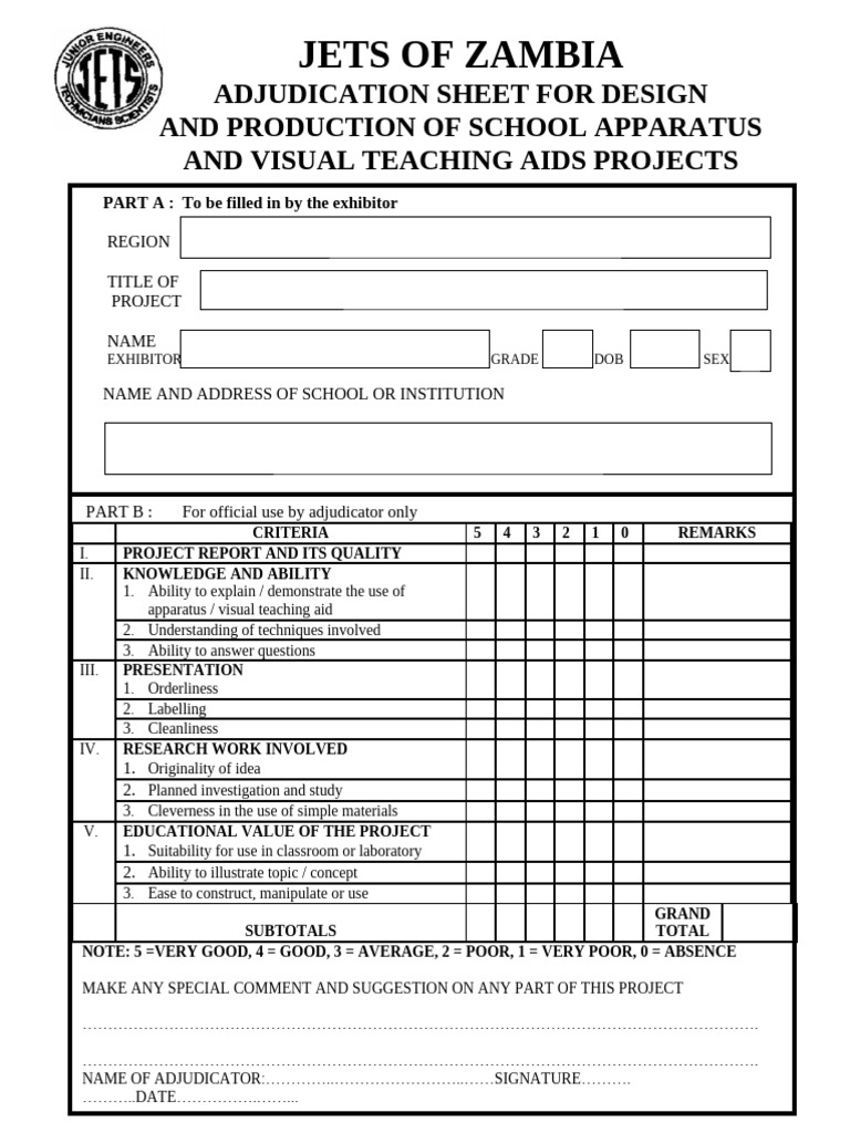 School Apparatus Adjudication Sheet | PDF