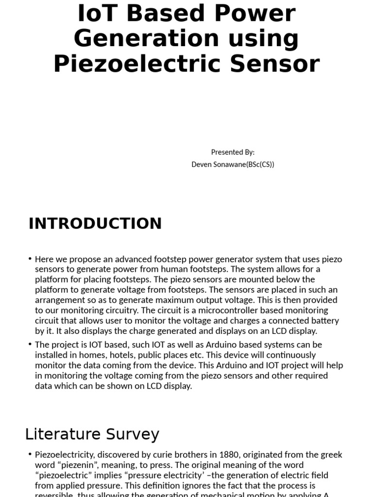 IoT Based Power Generation Using Piezoelectric Sensor | PDF ...