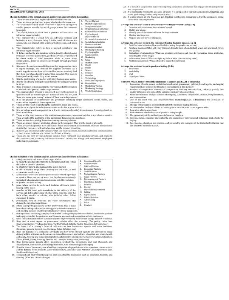 3rd QT Marketing Review Quiz | PDF | Marketing | Consumer Behaviour