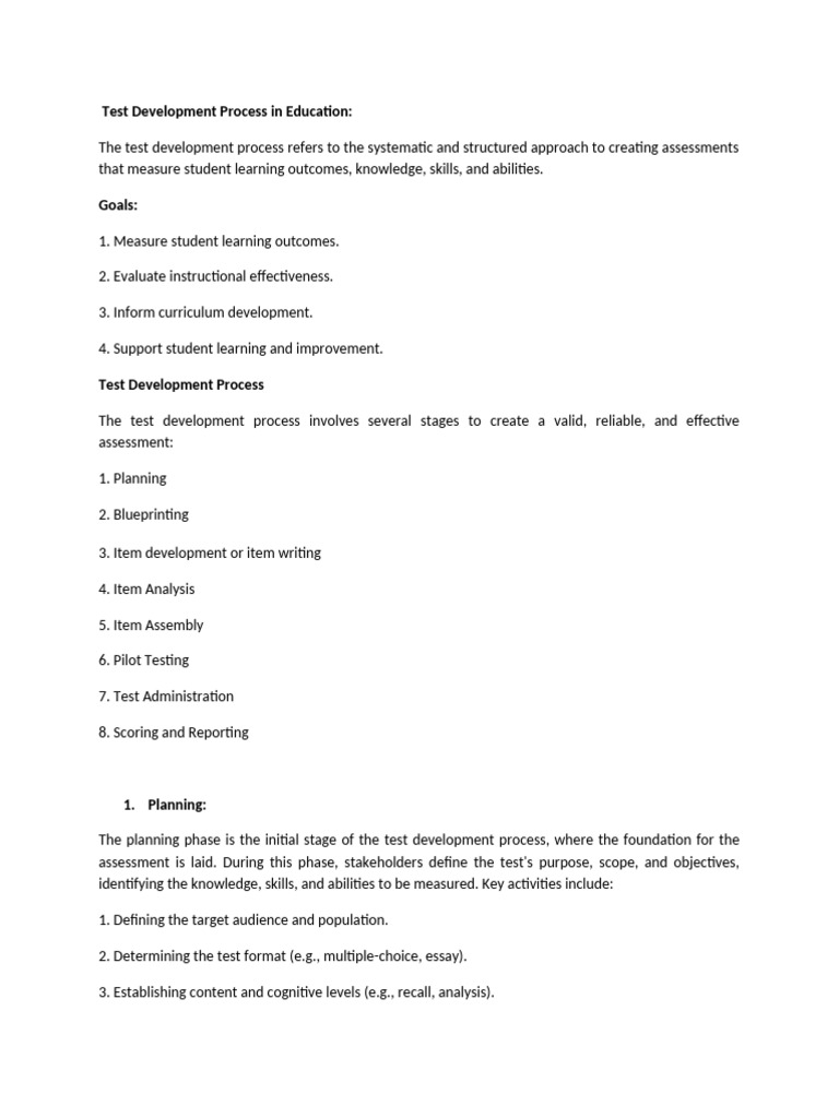 Test Development Process in Education | PDF | Multiple Choice ...