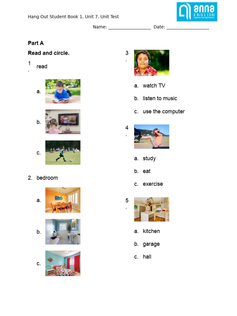 Unit Test for Hang Out Student Book 1 | PDF