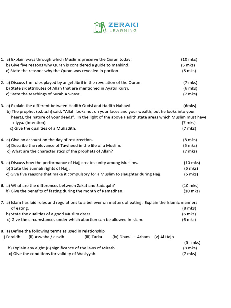 Form 3 I R E Assignment 737 1590673048236 Zeraki Learning I R E | PDF ...
