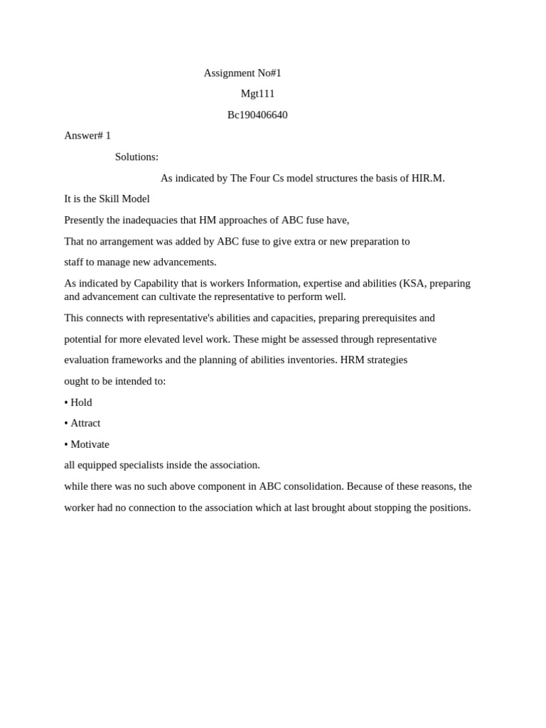 Assignment#1 mgt503 bc190406640 | PDF