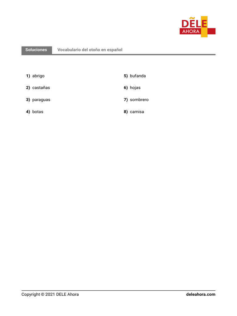 vocabulario-del-otono-en-espanol_soluciones | PDF