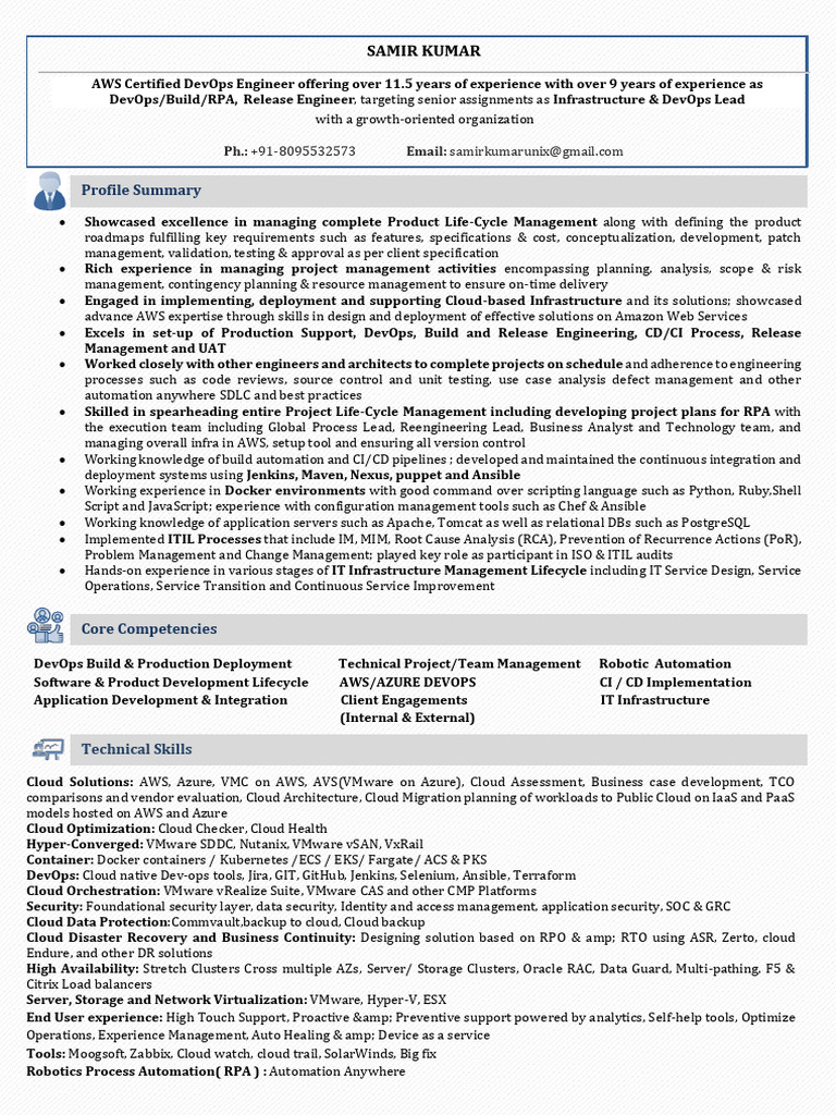 Samir DevOps Infra Cloud RPA CV 1 | PDF | Cloud Computing | Computing