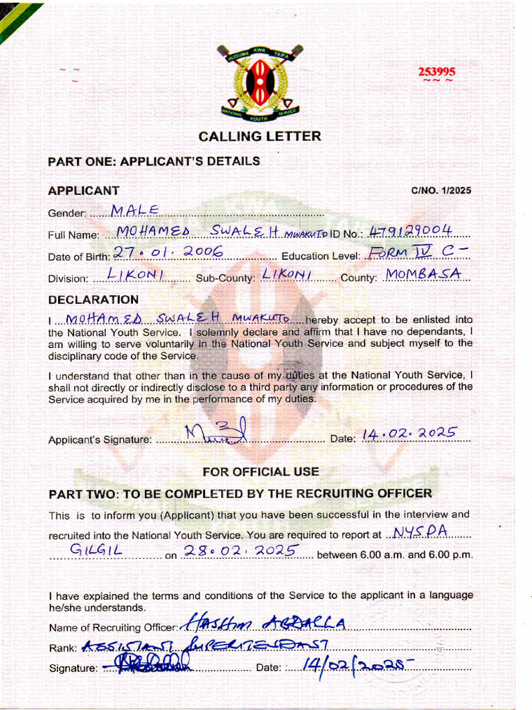 calling letter | PDF