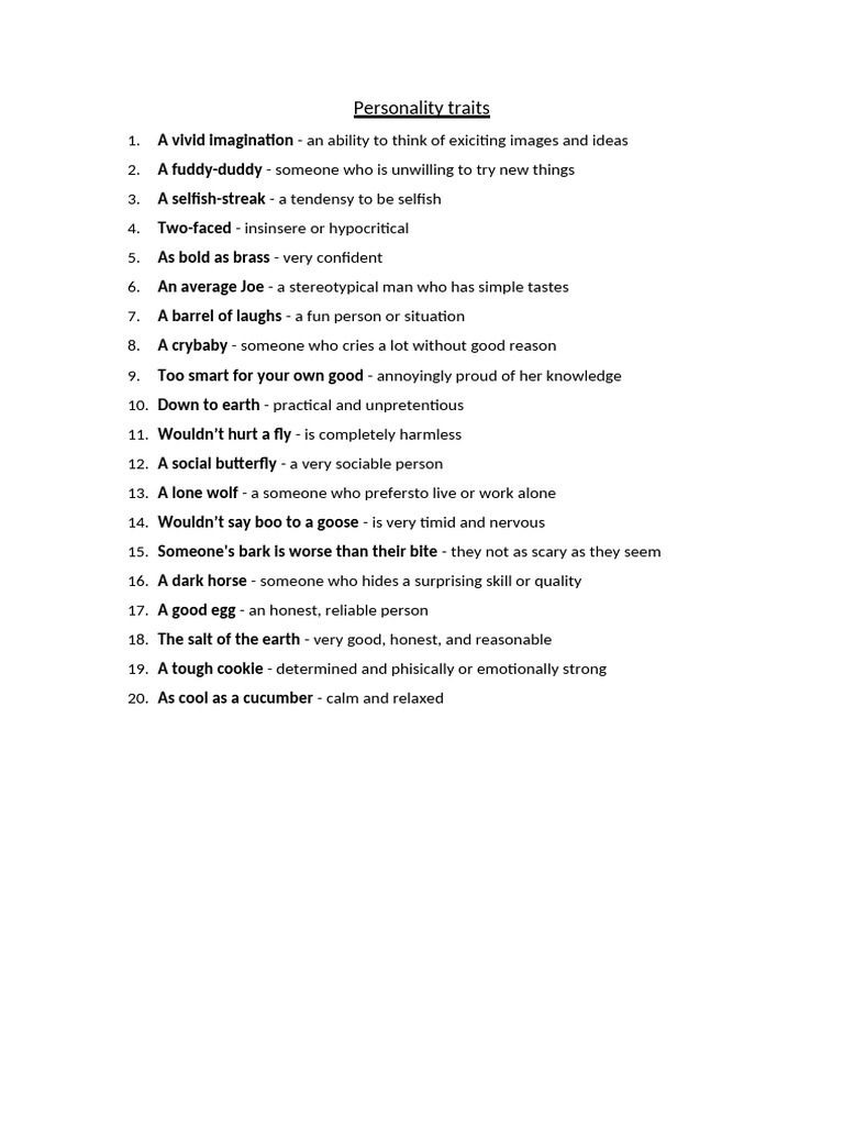 Personality Traits | PDF