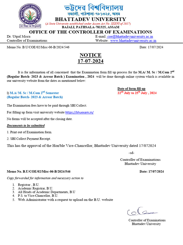 Examination Form Fill Up Process | PDF