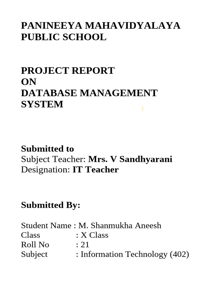 Shanmukh Project Report Final Draft | PDF | Databases | Computing