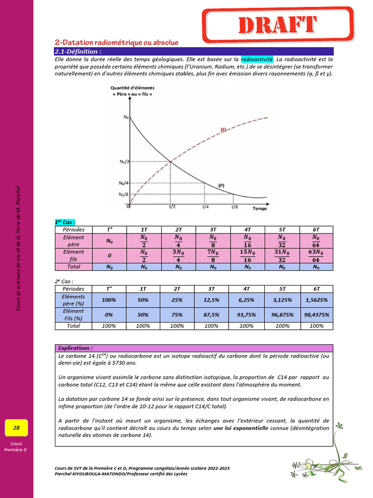 Datation radiométrique en SVT C/D | PDF | Datation par le carbone 14 ...