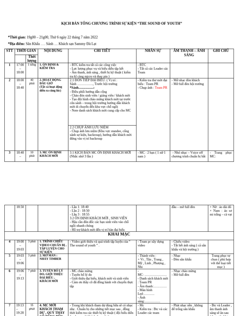 Bản sao KICH BAN SU KIEN | PDF
