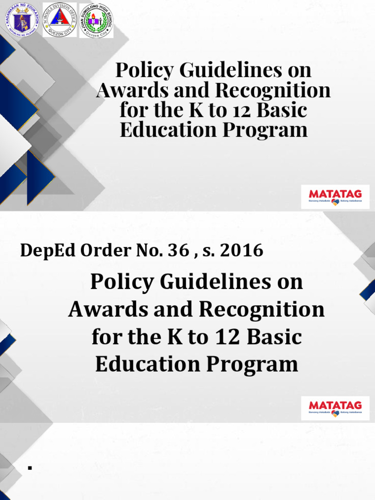 Awards and Recognition - DepEd Order 36, S. 2016 | PDF | Learning | Science