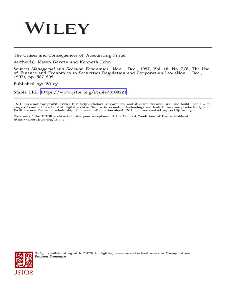 Causes and Effects of Accounting Fraud | PDF | Audit | Fraud