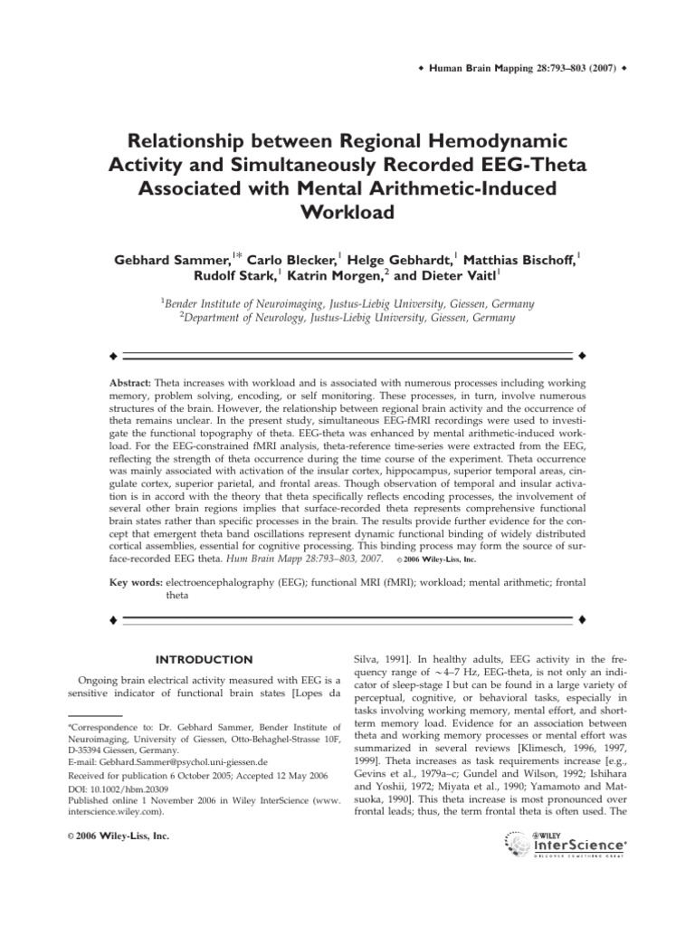 Relationship Between Regional Hemodynamic Activity and Simultaneously Recorded EEG-theta ...