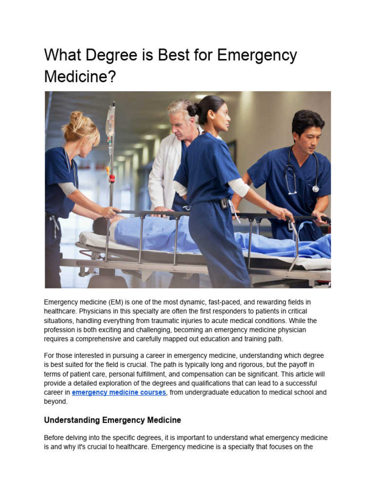 Degrees for Emergency Medicine Careers | PDF | Medicine | Residency ...