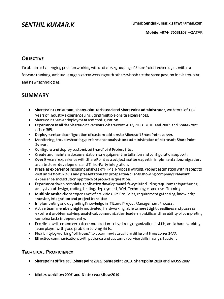 Senthi kumar_SharePoint_Qatar | PDF | Share Point | World Wide Web