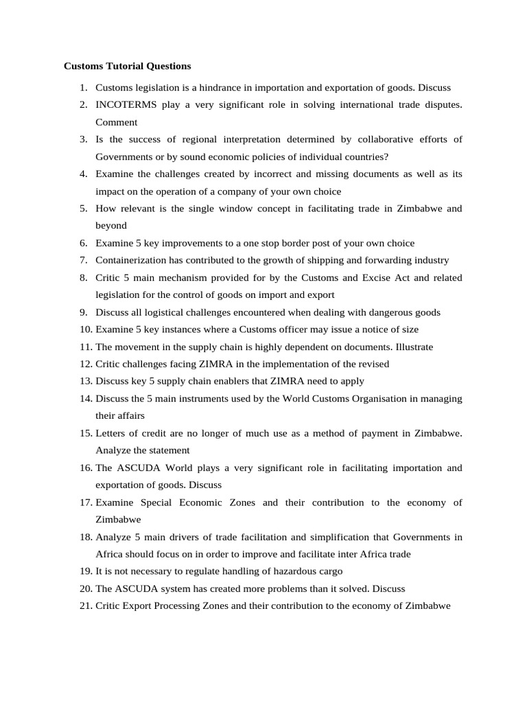 ZIMRA Challenges in Revised Kyoto Convention | PDF | Customs ...