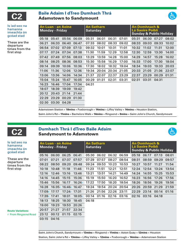 Dublin Bus C2 Route Timetable | PDF