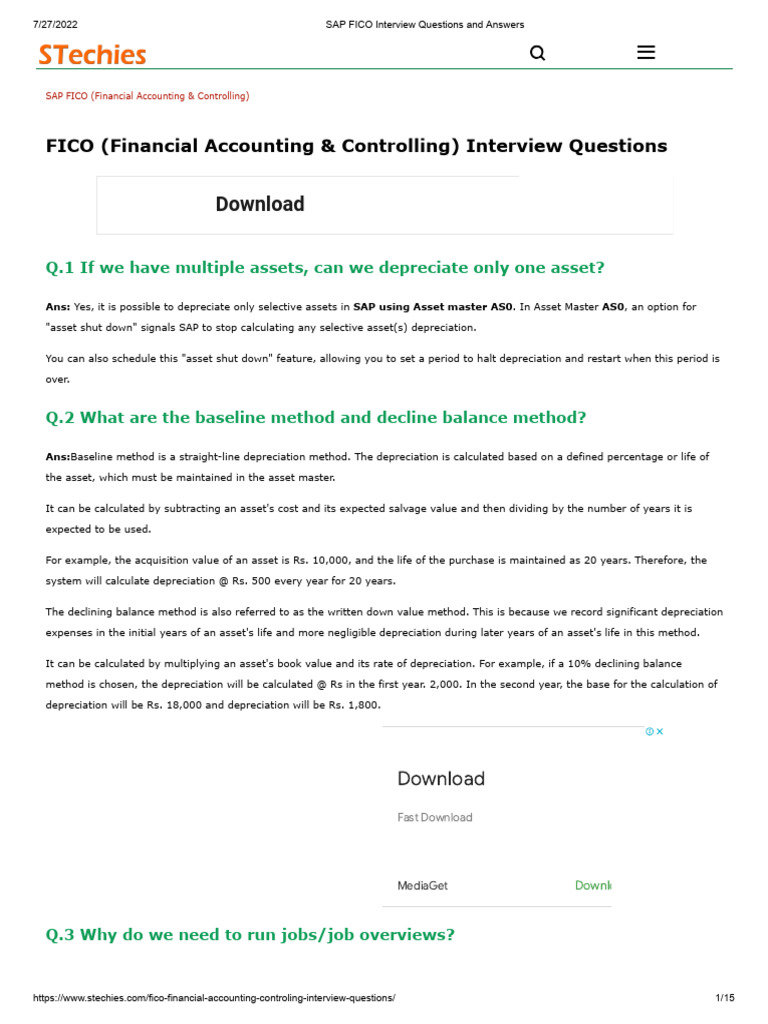 Fixed Asset Accounting Interview Insights | PDF | Depreciation | Business