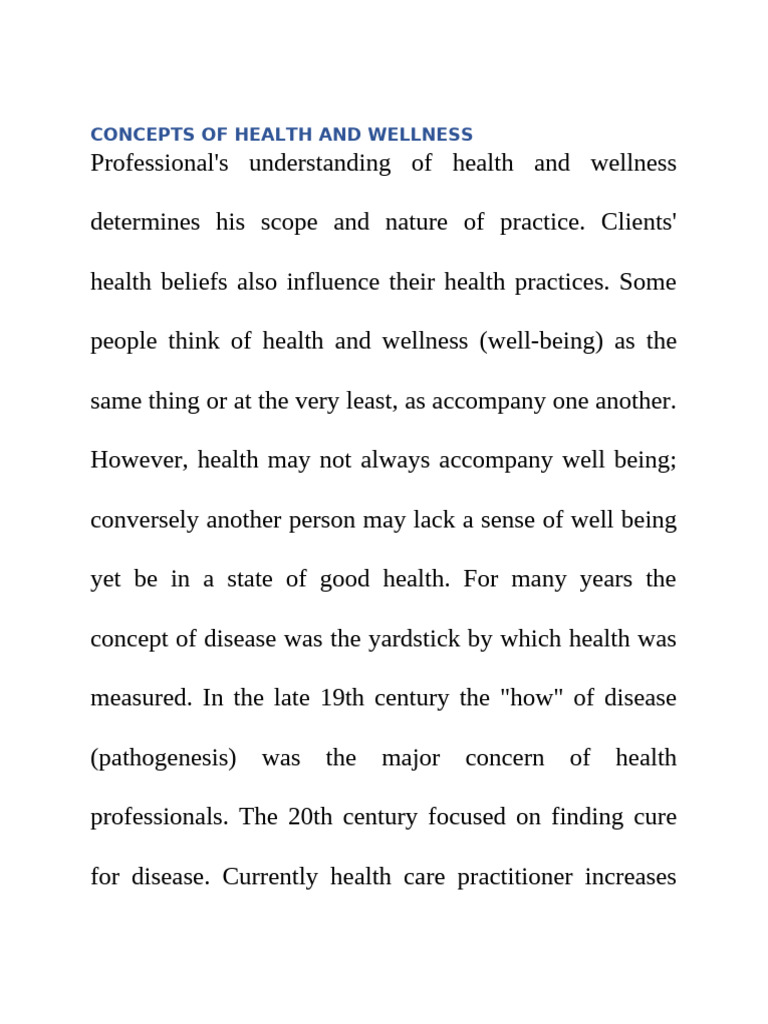 Health, Wellness, and Illness | PDF | Diseases And Disorders | Medical ...
