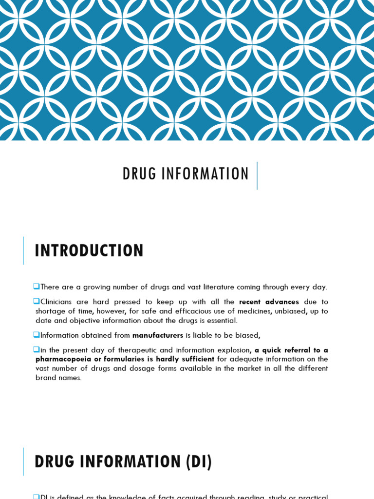 Drug Information | PDF | Pharmacy | Pharmacist