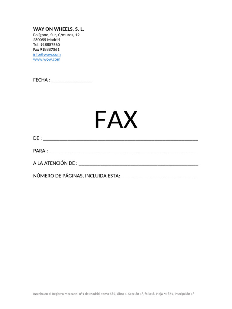 Plantilla de Fax | PDF