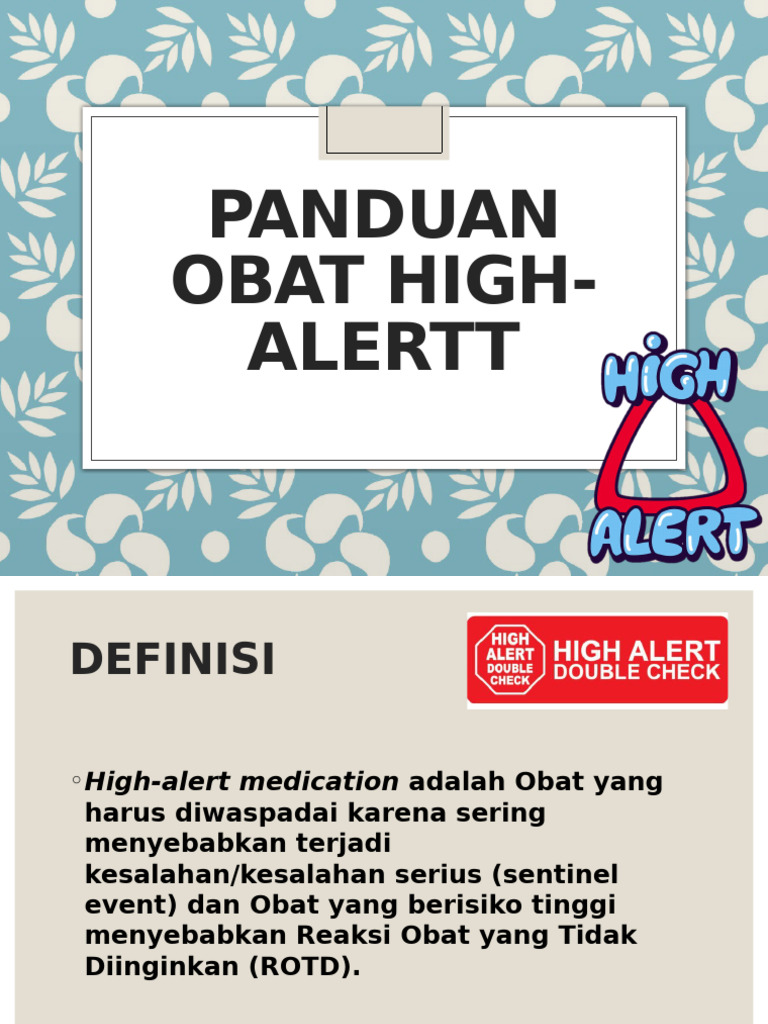 Panduan Obat High-Alertt | PDF