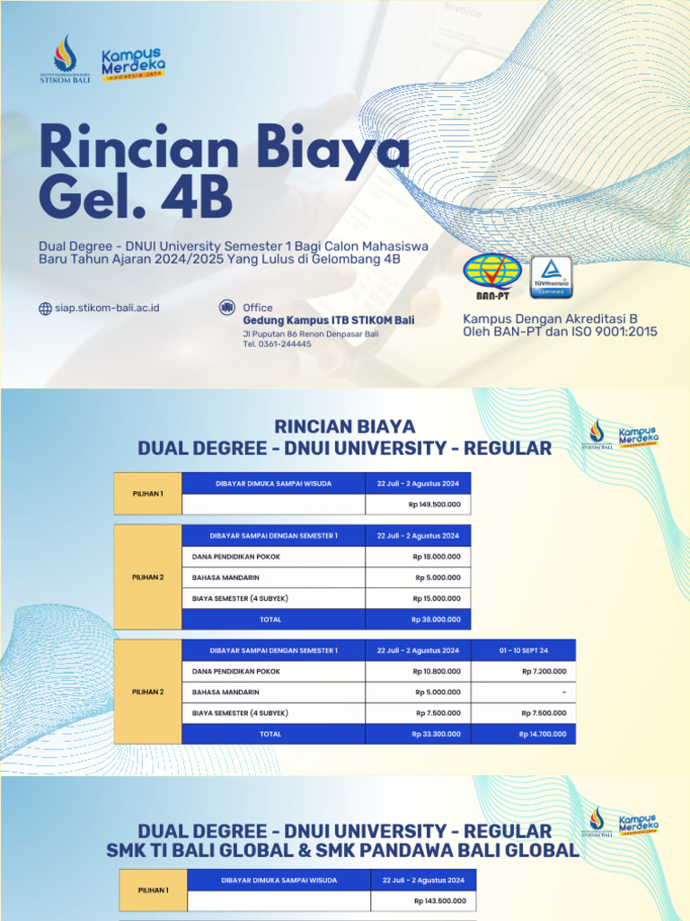 DD - Dnui - Rincian Biaya Itb Stikom Bali Gel 4b | PDF
