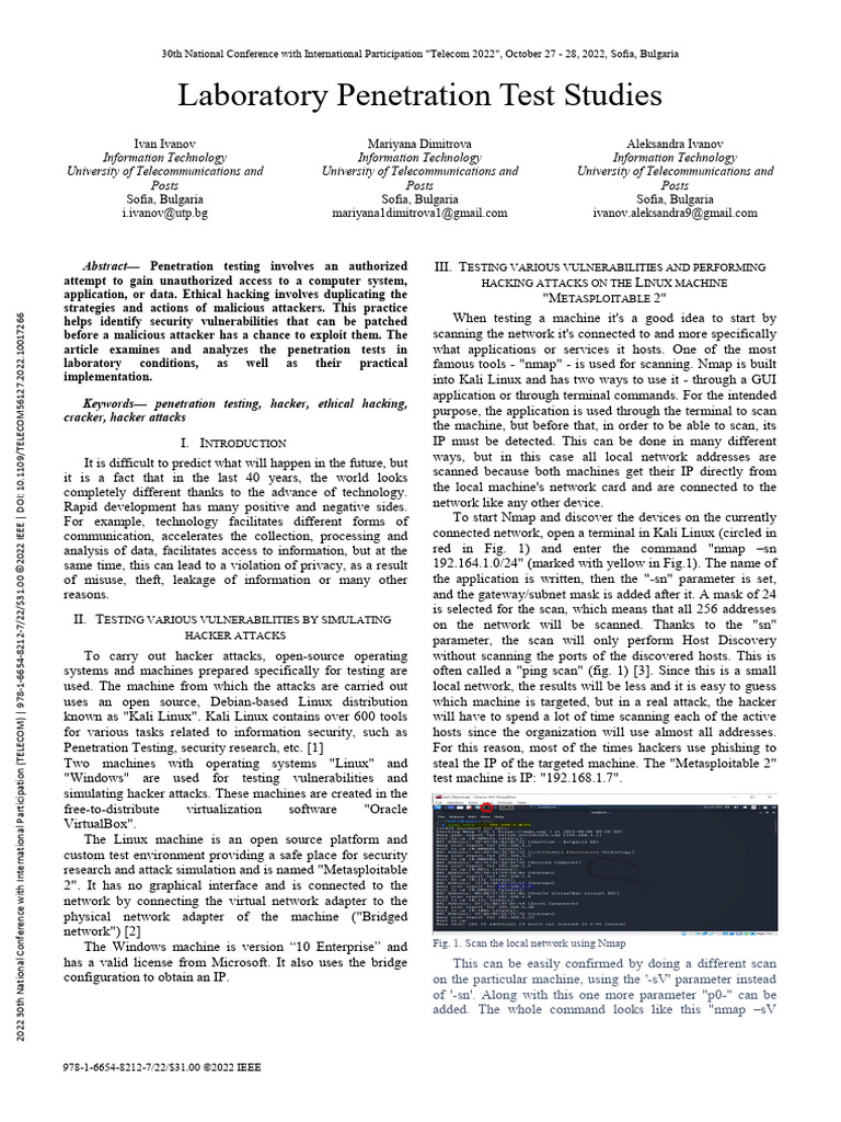 Laboratory Penetration Test Studies | PDF | Malware | Security
