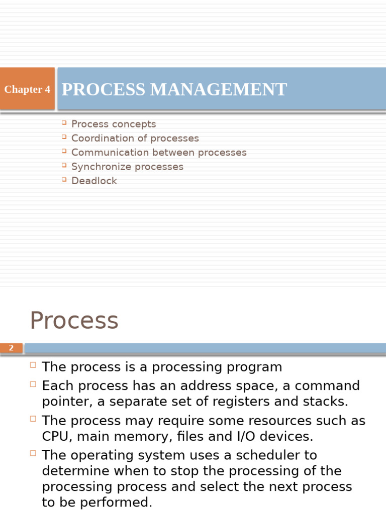 Chapter - 04 - Process Management | PDF | Process (Computing) | Scheduling (Computing)
