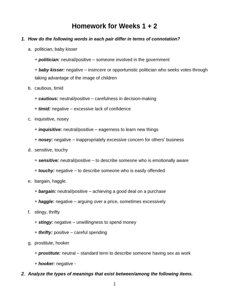 Homework For Weeks 1+2 | PDF | English Language | Word