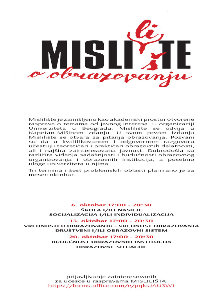 MISLILIŠTE Oktobar 2023 - PROGRAM | PDF