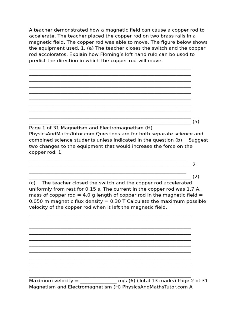 AQA GCSE P7 Electromagnets Exam Questions | PDF | Transformer | Seismology