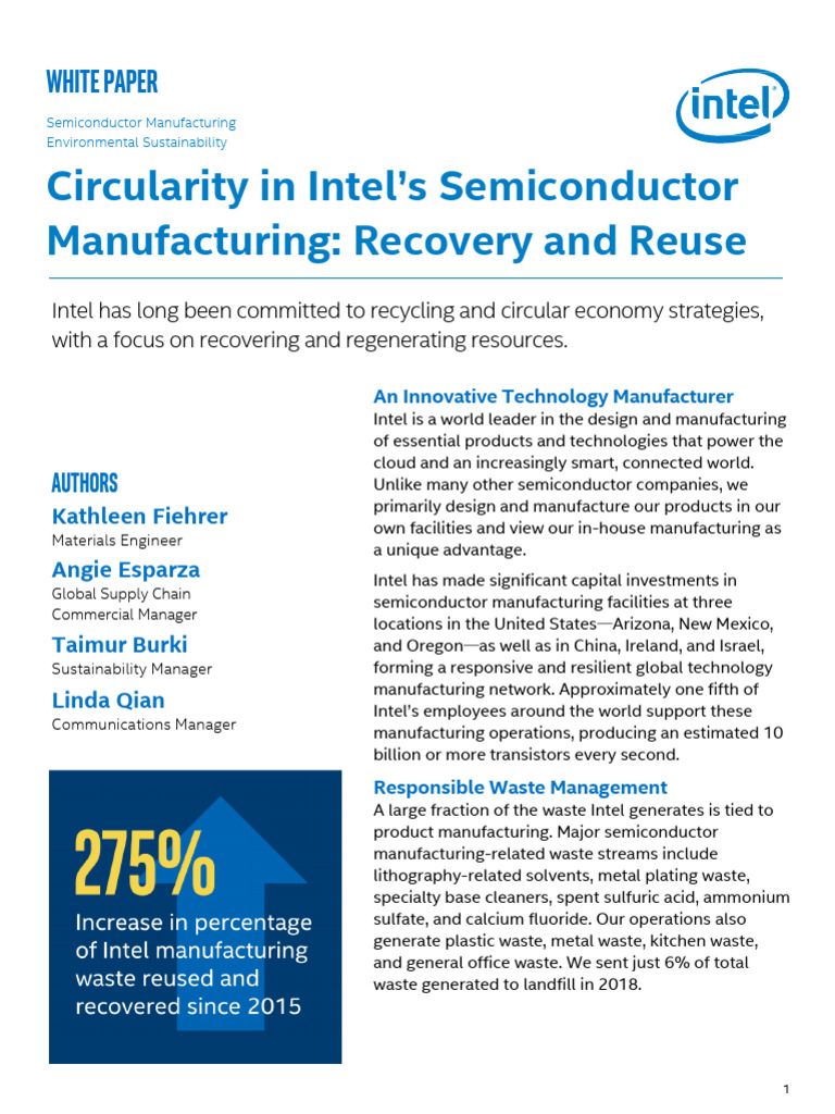 Circularity at Intel Waste Recovery and Reuse November 2019 | PDF ...