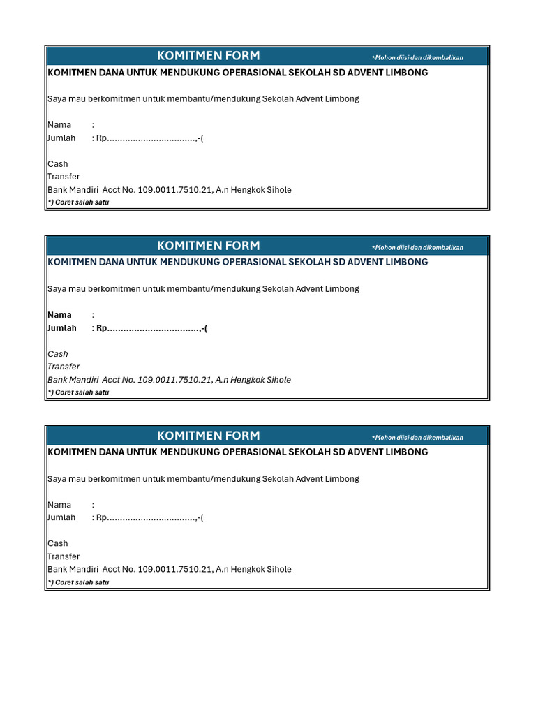 Komitmen Form - Perantau | PDF
