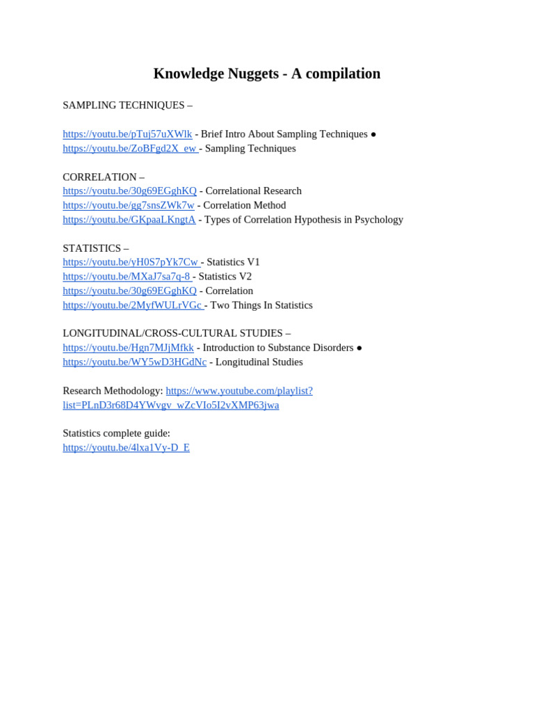 Essential Knowledge Nuggets in Research | PDF