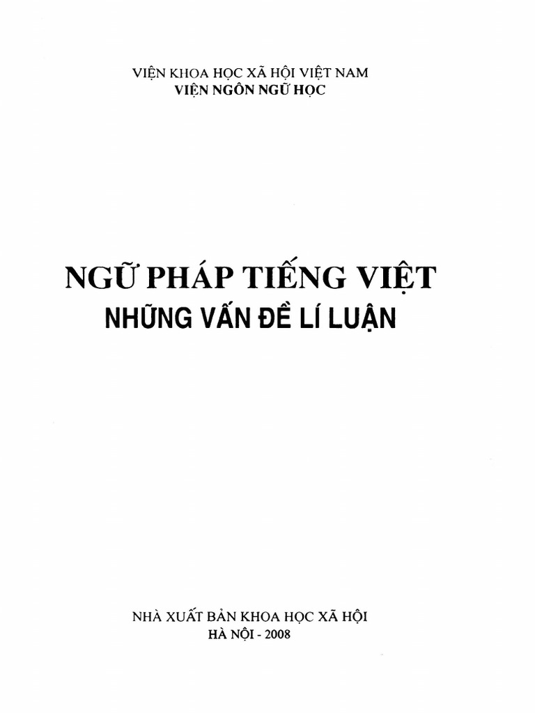 Ngu Phap Tieng Viet Nhung Van de Ly Luan p1 8957 | PDF